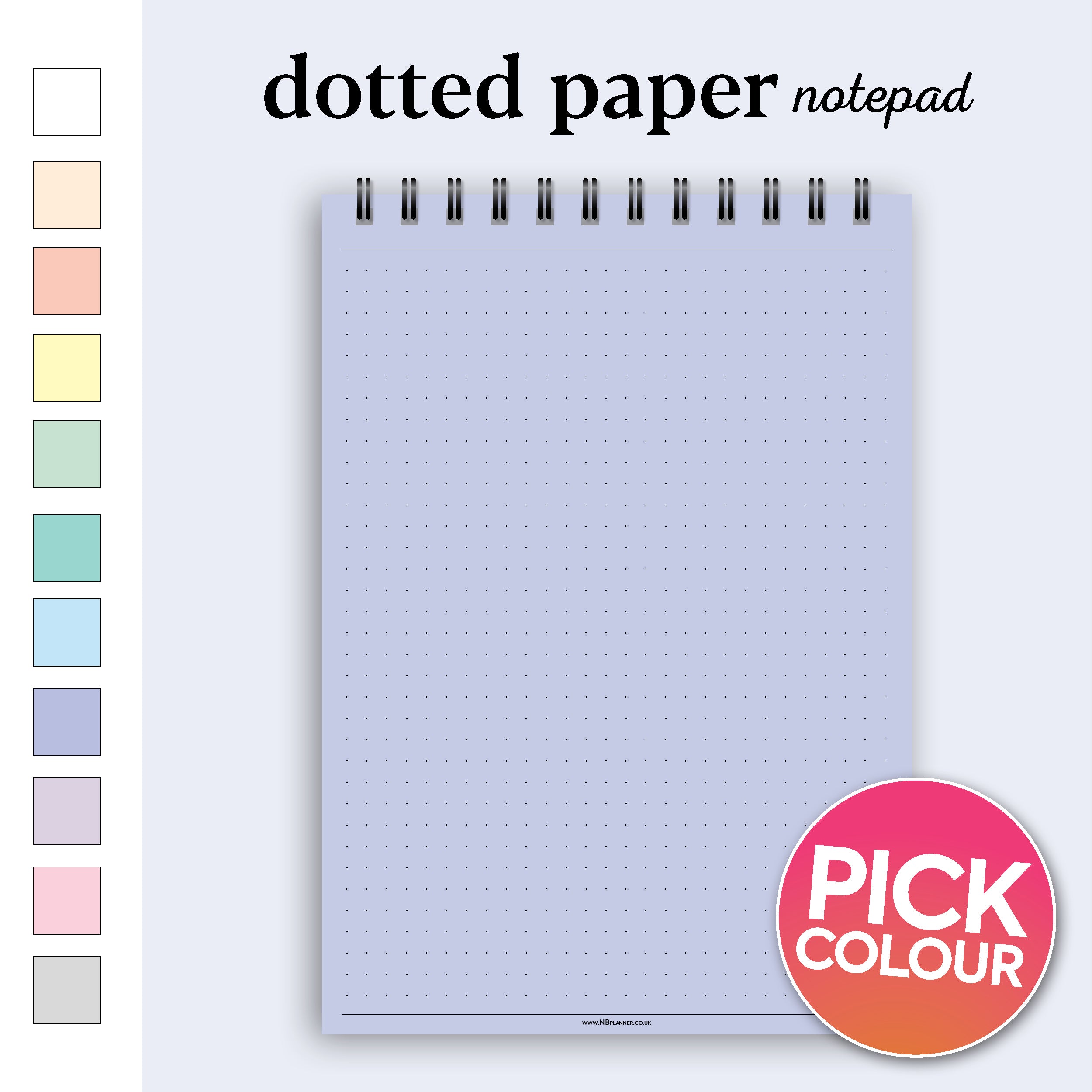 A5 dotted paper notepad | Spiral desk pad | Coloured and white paper
