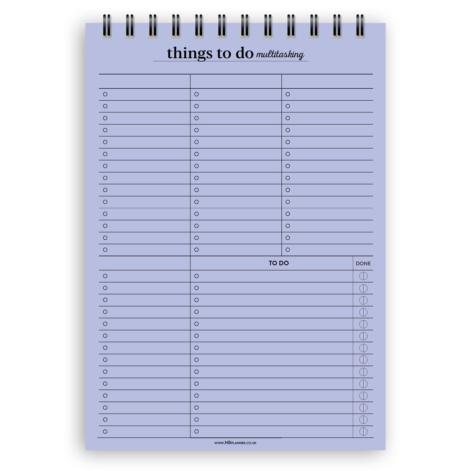 A5 things to do multitasking notepad | Spiral desk pad | Coloured and