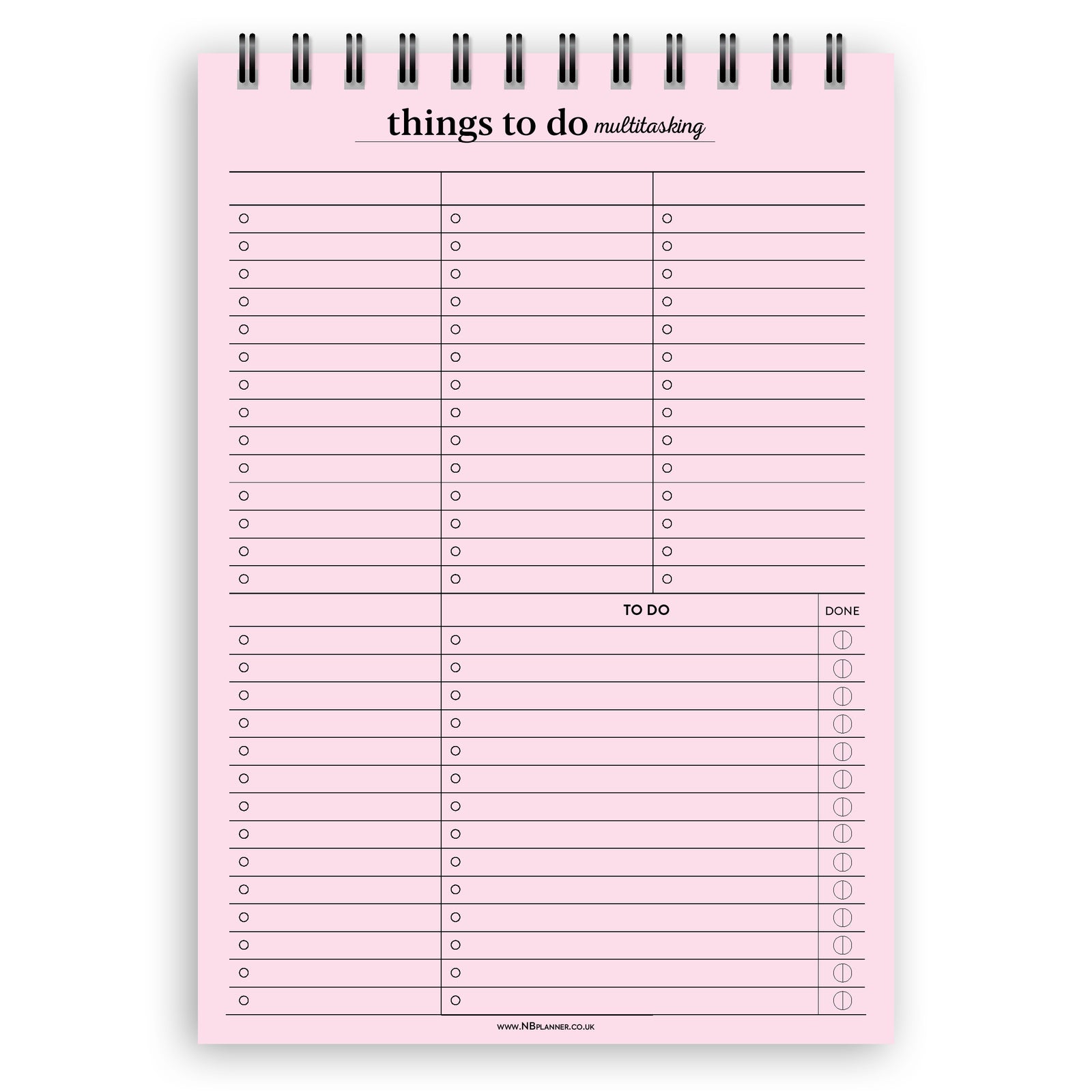 A5 things to do multitasking notepad | Spiral desk pad | Coloured and