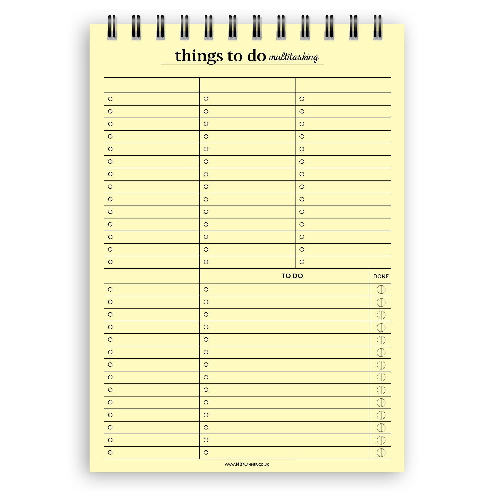 A5 things to do multitasking notepad | Spiral desk pad | Coloured and